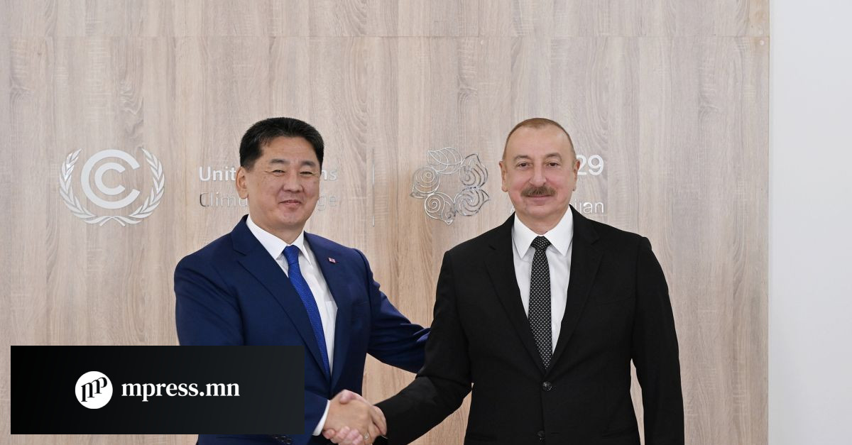 Монгол Улсын Ерөнхийлөгч У Хүрэлсүх Бүгд Найрамдах Азербайжан Улсын Ерөнхийлөгч Илхам Алиевтэй